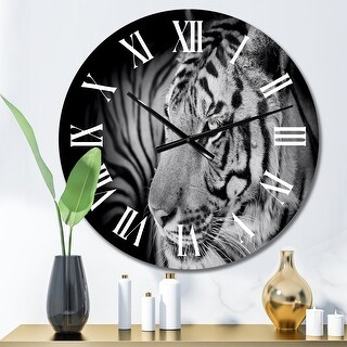 Designart 'Monochrome Portrait Of A White Tiger VII' Traditional wall ...