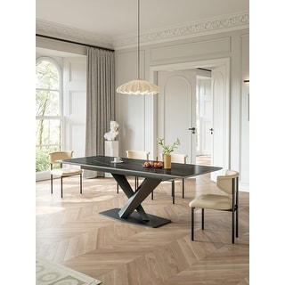 Modern Rectangular Wood Dining Table with Extension in Black - On Sale ...