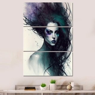 Designart "Sensuous Young Woman In Tones Of Blue VIII" Woman Portrait ...