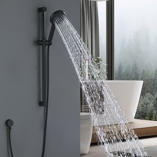 3-Spray Function Hand Shower With Slide Bar Kit In Matte Black - Bed ...