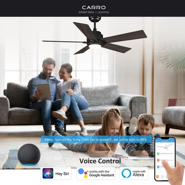 Joule 48-inch Indoor/Outdoor Smart Ceiling Fan, Dimmable LED Light Kit ...