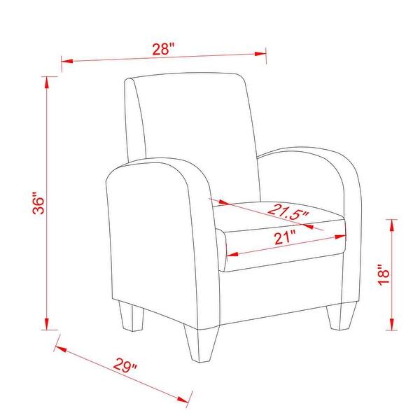 Accent Chair Arm Faux Leather Club Chair with Removable Padded Seat ...