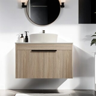 30 "Float Bathroom Vanity With Ceramic Basin Set,Wall Mounted Vanity ...