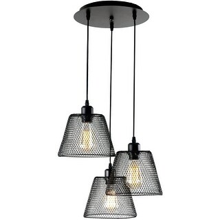 3 light net pendant light fixture black adjustable chandelier light ...