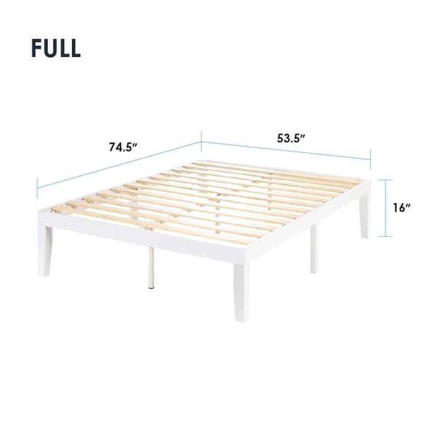 16 Inch Classic Solid Wood Platform Bed Frame in Multiple Finishes - On ...