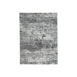 Doe 8 x 10 Modern Area Rug, Stone Art Design, Soft Fabric, Black, Cream ...