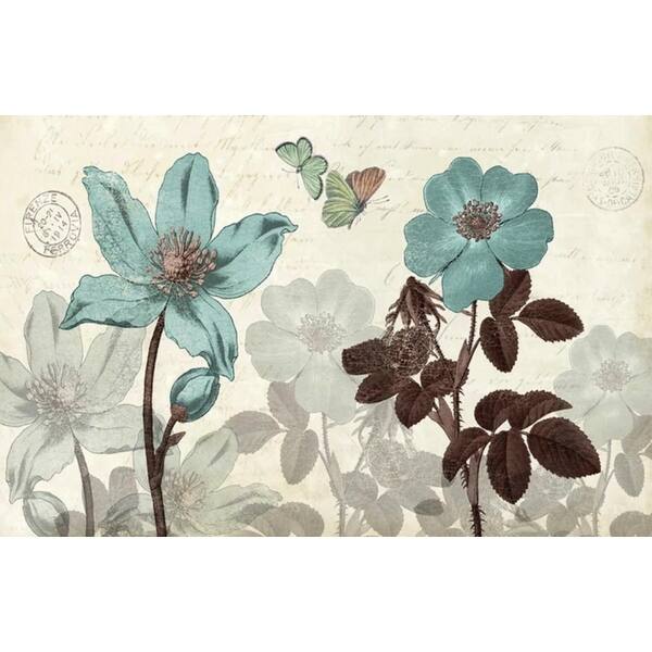 Retro Blue Rose American Style Flower TEXTILE Wallpaper - Bed Bath ...