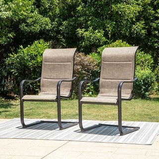 MAISON ARTS Patio Dining Chairs, C Spring Motion Padded Rocking Chairs ...