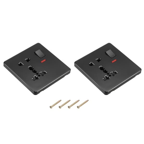 UK US Socket Switched Multi Power Outlet Black 250V 13A 88mmx86mm Pack ...
