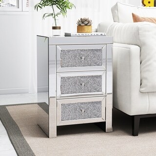 Mirrored Nightstand End Table Side Table for Bedroom, Portable Bedside ...