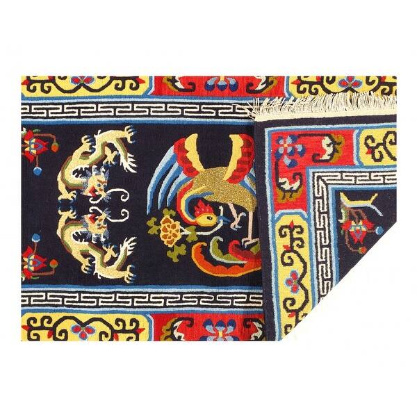 Navy Blue Chinese Art Deco 3'1'' X 5'9'' - 3'1'' X 5'9'' - Bed Bath ...