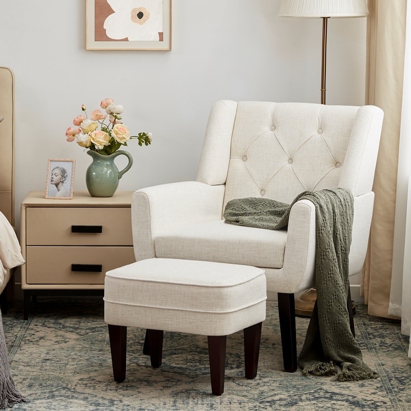 Grey accent chair with ottoman store