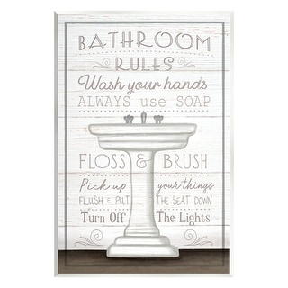 Stupell Rustic Bathroom Rules Sink Wall Plaque Art Design by Elizabeth ...