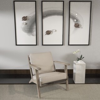 Amber Accent Chair, Handcrafted Washed Ash Gray Mango Wood, Beige ...