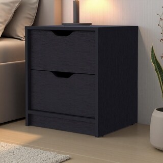 16"L Wenge Nightstand with 2 Large Pull-Out Drawers, Ergonomic Design ...