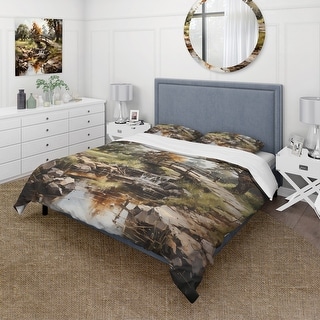 Designart "Green Bridge Rustic Charm An" Green Traditional - Bedding ...