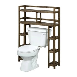 Solid Wood Over-the-Toilet Bathroom Storage Shelving Unit - 48"H x 34.5 ...