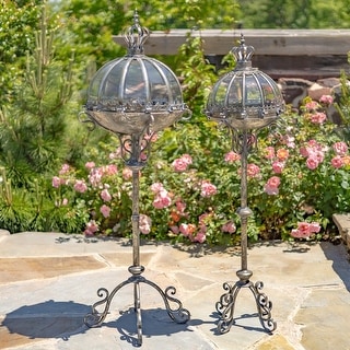 Set/2 Standing Silver Iron & Glass Dome Lanterns/Terrariums "Domme 1437 ...