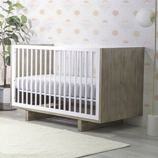 Convertible Crib in Walnut,Adjustable Mattress Height,Sturdy Stylish ...