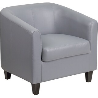 Brielle Gray Leather Lounge Office Reception/Guest Chair w/Sloping Arms ...
