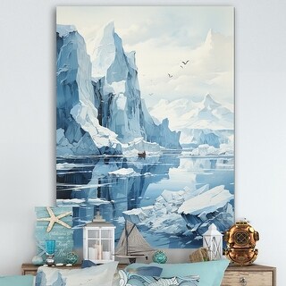 Designart "Blue Iceberg Arctic Majesty" Iceberg Canvas Art Print - Bed ...