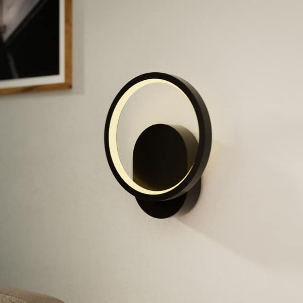 Luende Milan Serie 1-Light Dimmable LED Wall Sconce - Matte Black - Bed ...