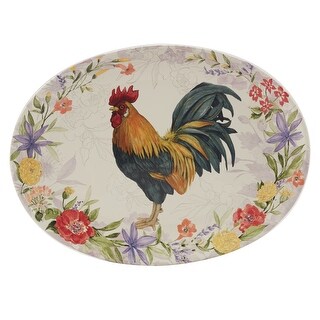 Certified International Floral Rooster Oval Platter 16" x 12" - 16" x ...