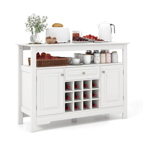 Costway Buffet Sideboard Wine Liquor Coffee Bar Cabinet with Removable ...