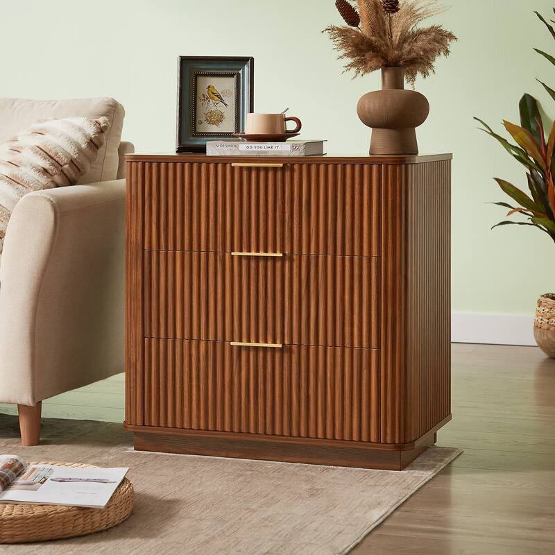 GDF Studio - Halden Modern 3-Drawer Dressers with Wave Design, Bedroom ...