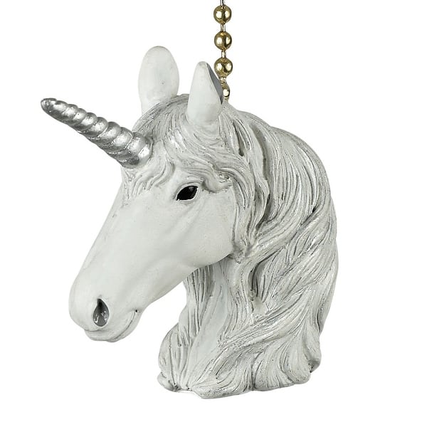 Mystical White Unicorn Decorative Ceiling Fan Light Dimensional Pull ...
