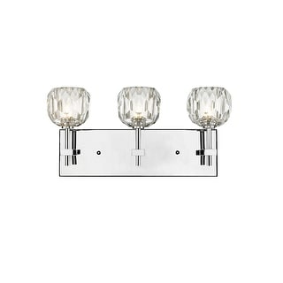 A chrome frame wall sconce with clear crystal shades - Bed Bath ...