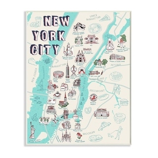 Stupell New York City Landmark Map Local Tourist Attractions Wood Wall ...