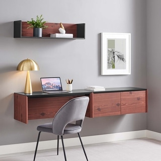 Kinetic 38" Wall-Mount Office Desk With Cabinet and Shelf - Bed Bath ...
