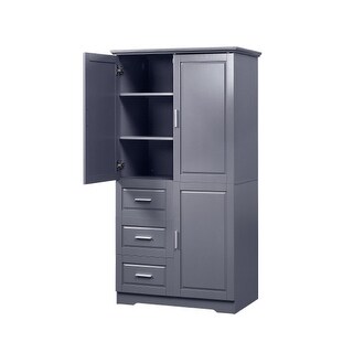 3 Drawers storage unit Grey storage cabinet MDF storage shelves - Bed ...