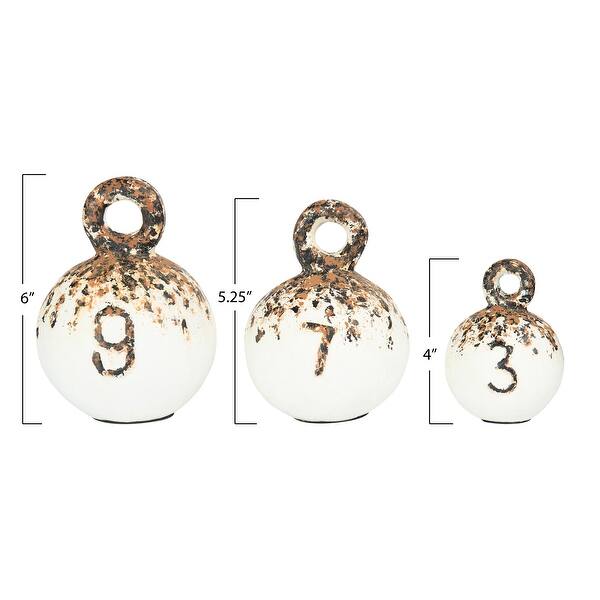 Heavily Distressed Round Resin Weights with Handles (Set of 3 Sizes ...