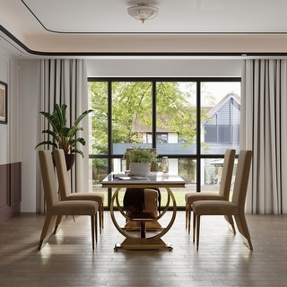 Luxury Beige and Gold Dining Room Table Set - Bed Bath & Beyond - 42723159