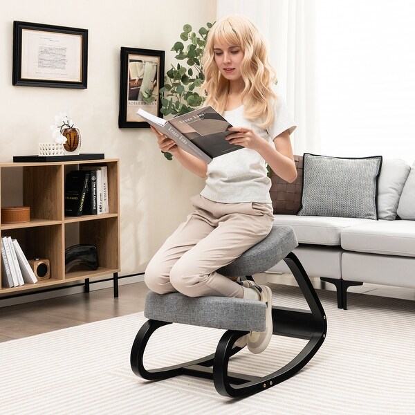 Rocking Ergonomic Kneeling Chair with Padded Cushion for Home Office Gray 28 x 18 x 22 L x W x H Bed Bath Beyond 38944447