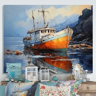 Designart "Fishing Boat Dreamy Regatta I" Transportation Canvas Prints ...