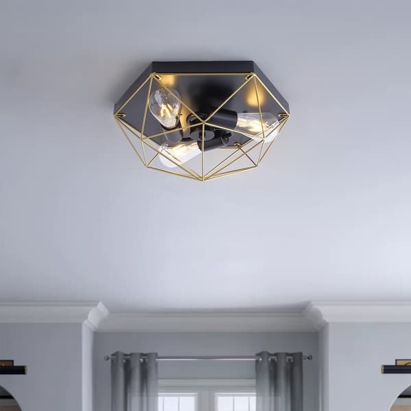 Farmhouse Black 3-Light Unique Hexagon Ceiling Lighting for Kitchen ...