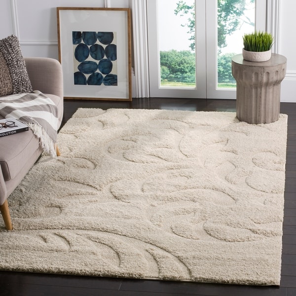 SAFAVIEH Florida Shag Philipa Scroll Pattern 1.2-inch Thick Shag Rug ...