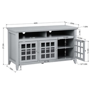 Solid Wood TV Stand, Entertainment Center 48'' TV Stand with Glass ...