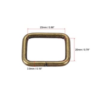 20pcs Metal Rectangle Ring Buckles 25x20mm for Bags Belts DIY - Bronze ...