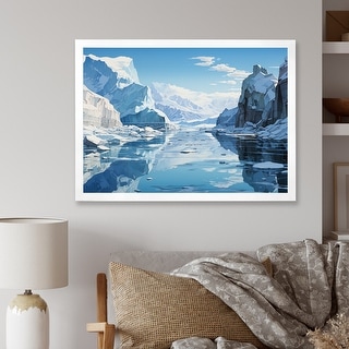 Designart "Glacier Ice Blue Solitude I" Landscapes Framed Wall Decor ...