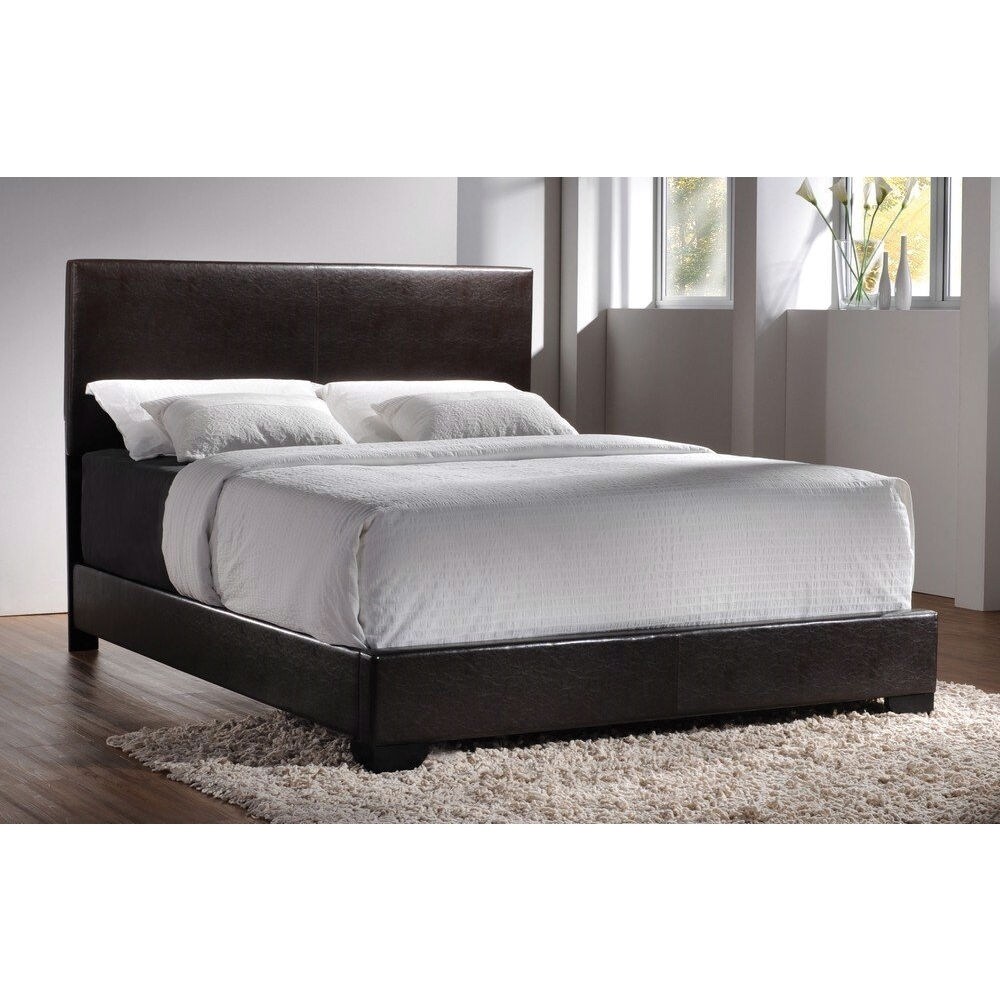 Daily Boutik Queen size Dark Brown Faux Leather Upholstered Bed with Headboard