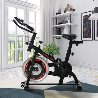 Movable Indoor Cycling Bike with LCD Monitor, Home Cardio Gym Machine ...