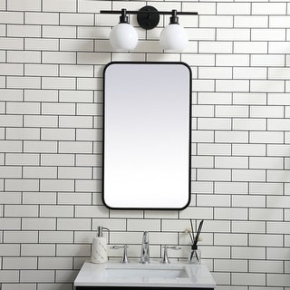 18"x30" Soft Corner Metal Rectangular Mirror Black - Bed Bath & Beyond ...
