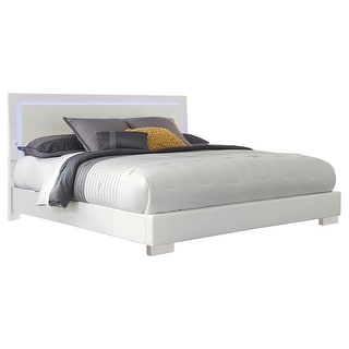 Felicity Wood LED Panel Bed White High Gloss - Bed Bath & Beyond - 12379047