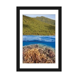 iCanvas "A Split Scene With A Shallow Hard Coral Reef Below And Palm ...