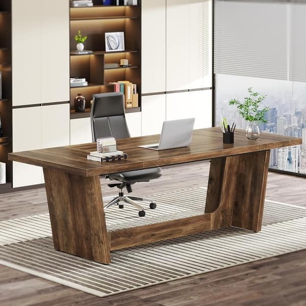 Large Wood Home Office Desk, 70.87 Inches Executive Desk, Computer Desk ...