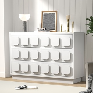 Chocolate Block 6 Drawer Dresser 47" Wide Chest of Drawers - Bed Bath ...